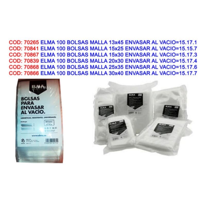 ELMA 100 MESH-BEUTEL 15x30 ZUR VAKUUMVERPACKUNG