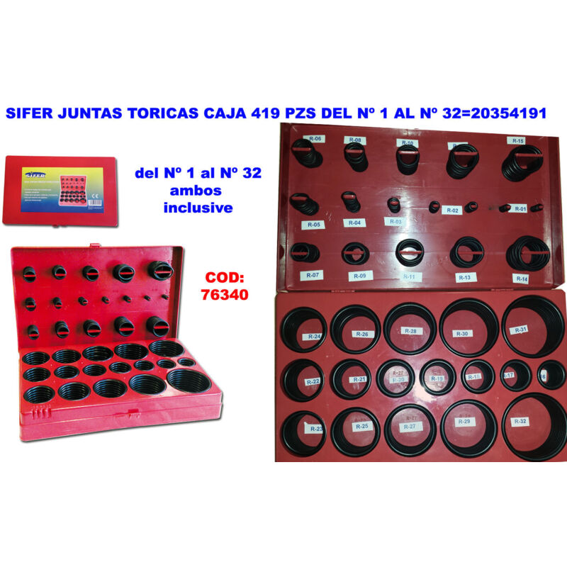SIFER O-Ringe Box 419 Stück von Nummer 1 bis 3220354191