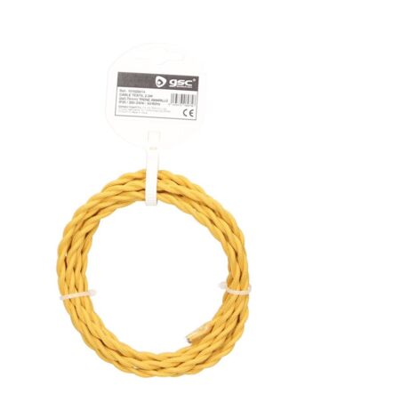 Textilkabel 2,5M (2x0,75mm) geflochten Gelb