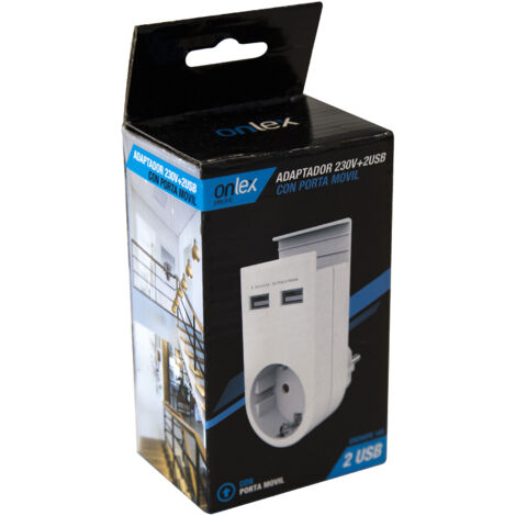 230 V + 2 USB-Adapter mit Onlex-Handyhalterung