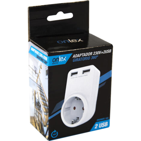 230 V + 2 USB 360° drehbarer Onlex-Adapter