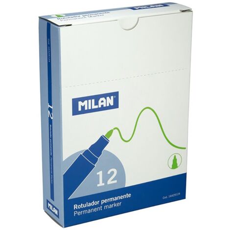 Packung mit 12 permanenten grünen Milan-Markern mit runder Spitze