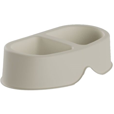 Doppelter Futternapf mit 0,5 und 0,5 l Ecru für Haustiere