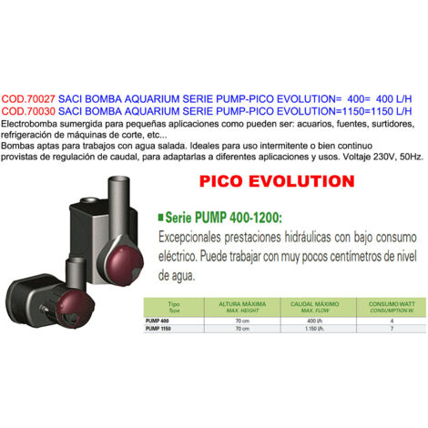 SACI Pico Evolution 400 Serie Aquariumpumpe 400 L/H