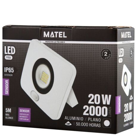MATEL LED-Projektor weiß IP65 Sensor 20W kalt