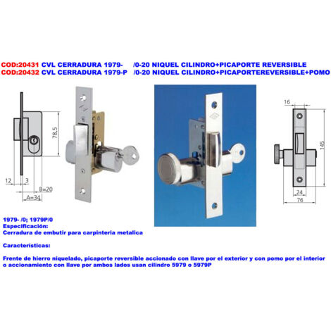 CVL Lock 1979 Nickelzylinder und umkehrbarer Riegel 80974
