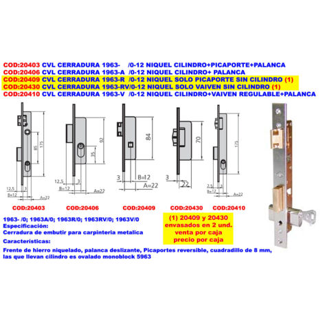 CVL 1963-V Nickel Lock verstellbarer Hubzylinderhebel