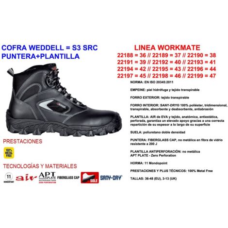 COFRA WEDDELL Nº40 S3 SRC Stiefel mit Zehen und Innensohle