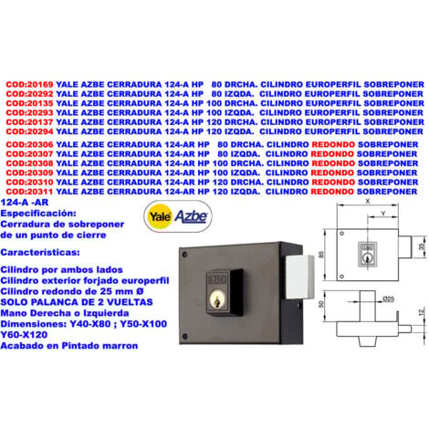 YALE AZBE 124 AR HP 120 vorstehendes linkes Hebelschloss