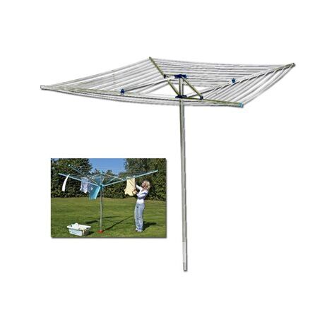 TALOX Wäscheleine aus Aluminium mit ausziehbarem Schirm 50 m 195 x 195 ...