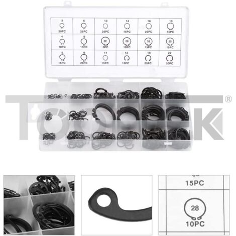 SERIE SET KIT ASSORTIMENTO 300 ANELLI SEEGER RONDELLE ELASTICO E-CLIPS