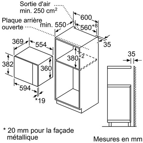 microondas empotrable 25l 900w acero inoxidable - bf555lms0 - siemens