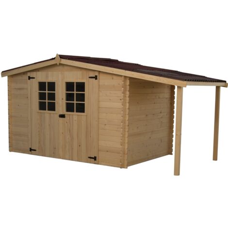 Unterstand mit massiven holzstämmen 5,06 m² bichromatiert - Habrita - mo3020.02bn