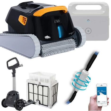 Boden, wände und wasserleitung des elektrischen poolroboters mit trolley - Dolphin - e50i