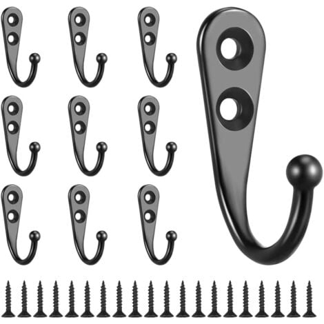 10 pièces Crochets Simples Noir Crochets Muraux Patère Noir Équipé de ...