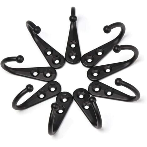 10 pièces Crochets Simples Noir Crochets Muraux Patère Noir Équipé de ...