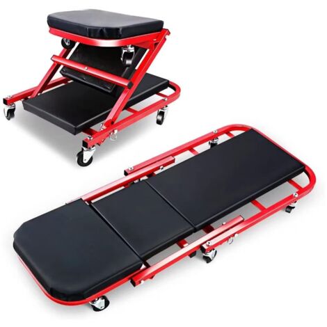 Carrello Sotto Auto 2 in 1 Sgabello da Officina Lettino Riparazioni max ...