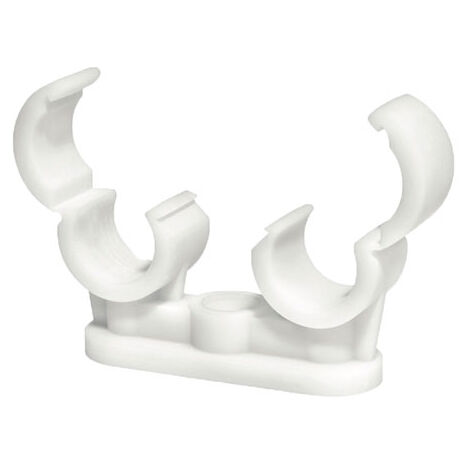 Quick Lock Double Pipe Clips White - 15mm