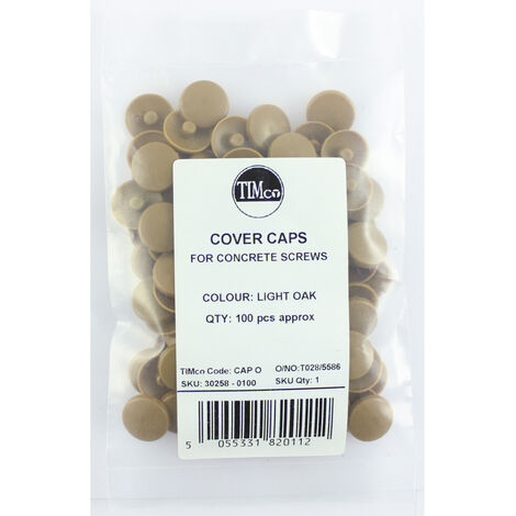 Timco Multi-Fix Concrete Screw Cover Caps - Light Oak (100 Pack)