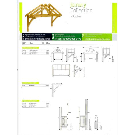 Apex Front Door Timber Porch Canopy 1200mm Inc Gallows Brackets