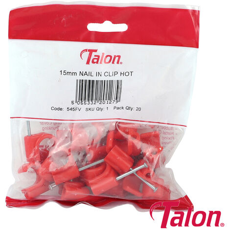 Talon Nail In Pipe Clips Red - 15mm (20 Pack)