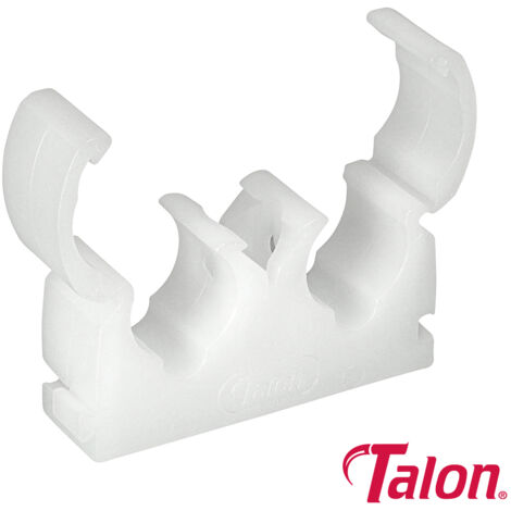 Talon Double Hinged Pipe Clips White - 15mm