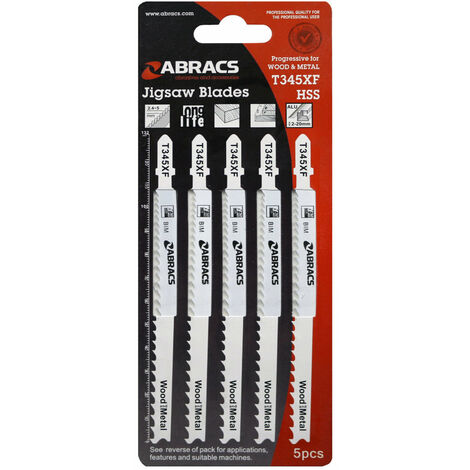 Abracs Jigsaw Blade Metal /Wood T345XF (5 Pack)