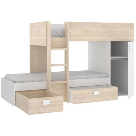 LITERA TREN MODULAR DUO - Natural / Blanco