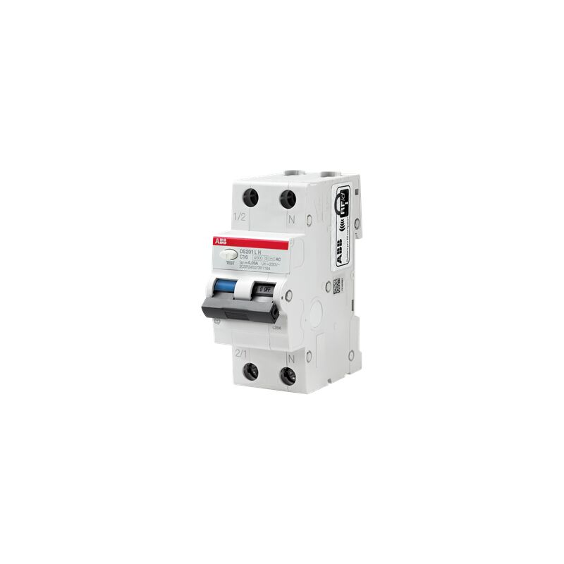 Interruttore magnetotermico differenziale 10A 1 polo + N AC 30mA 4.5kA ABB DS201LHC10AC30