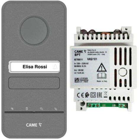 Kit citofono base posto esterno grigio fino a 4 chiamate Free LHS A sistema X1 + alimentatore ...