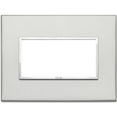 Placca Vimar Eikon Evo Alluminio Argento 4 moduli codice 21654.07