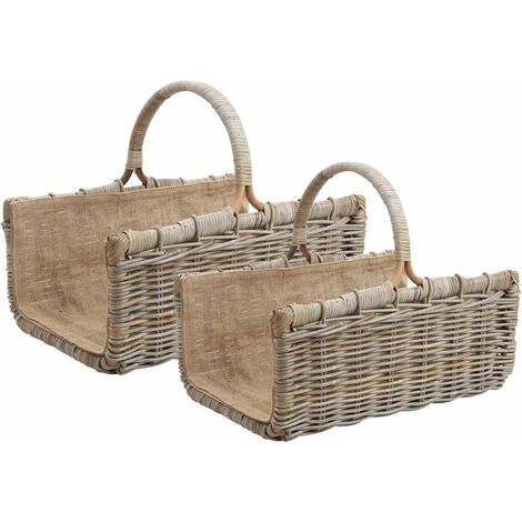 Poelet geflochtene Holzscheitkörbe (Satz von 2)