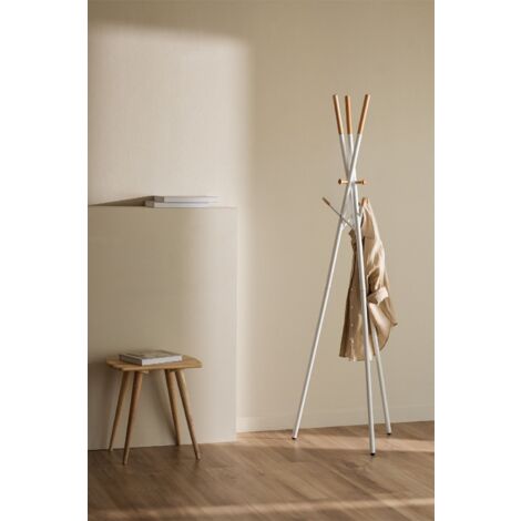 SKLUM Standgarderobe aus Metall und Buchenholz Urian Weiss