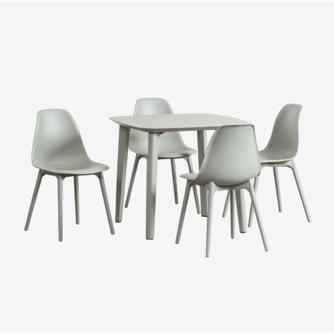 SKLUM Set aus quadratischem Tisch 85x85 cm und 4 Gartenstühlen aus ...