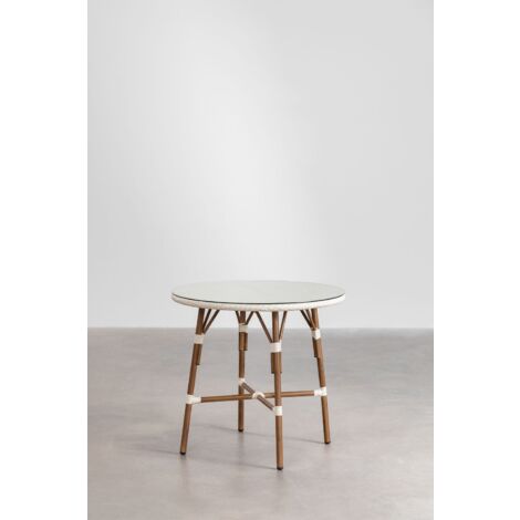 SKLUM Runder Küchentisch Ø80 cm aus Aluminium und synthetischem Rattan ...