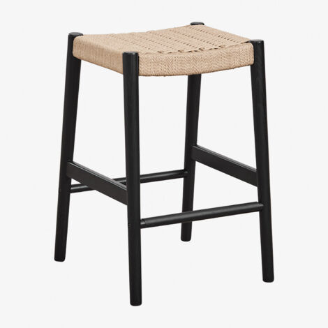 SKLUM Hoher Hocker 65 cm aus Eichenholz und geflochtenem Mara-Seil ...