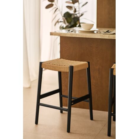 SKLUM Hoher Hocker 65 cm aus Eichenholz und geflochtenem Mara-Seil ...