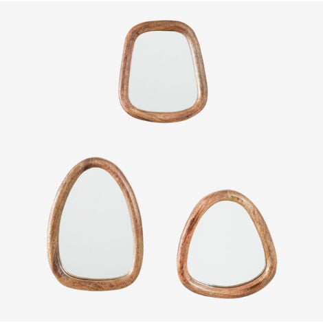 SKLUM Set mit 3 Wandspiegeln aus Mangoholz von Gabael Design Mango-Holz