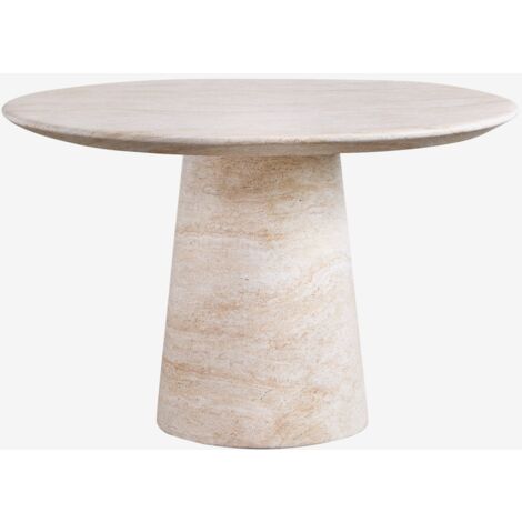 SKLUM Runder Esstisch Ø120 cm in Zementoptik Travertin Noemi Travertine