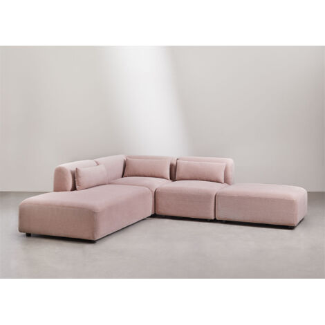 SKLUM 3-teiliges modulares Ecksofa mit Chaiselongue links und Fogler-Hocker