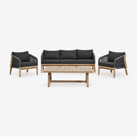 SKLUM Gartenset mit 3-Sitzer-Sofa, 2 Sesseln und Couchtisch aus ...