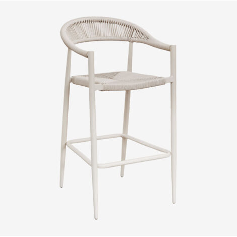 SKLUM Hoher Hocker aus Aluminium und geflochtenem Seil Amatria Beige ...