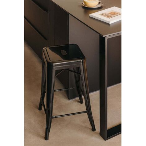 SKLUM 4er-Pack stapelbare Barhocker aus Stahl Lix Schwarz ↑65 cm