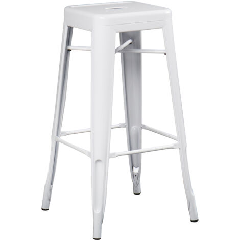 SKLUM 2er-Pack stapelbare Barhocker aus Stahl Lix Weiss ↑75 cm