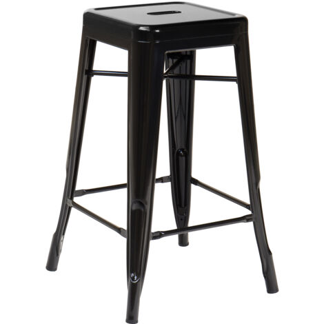 SKLUM 2er-Pack stapelbare Barhocker aus Stahl Lix Schwarz ↑65 cm