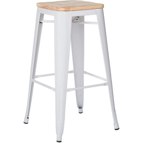 SKLUM 2er-Pack stapelbare Barhocker aus Stahl Lix Natur - Weiss ↑75 cm