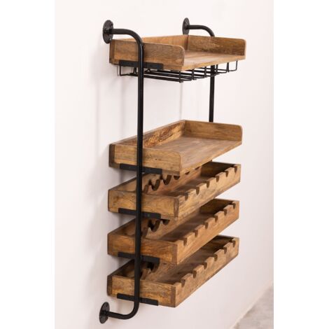 SKLUM Wandmontiertes Weinregal für 18 Flaschen im Wenni-Stil aus Holz ...