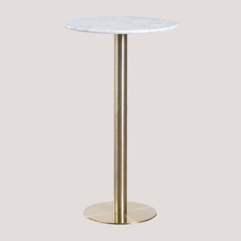 SKLUM Runder hoher Bartisch aus Marmor (Ø60 cm) Cosmopolitan Champagner ...