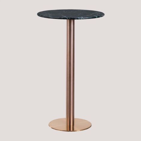 SKLUM Runder hoher Bartisch aus Marmor (Ø60 cm) Cosmopolitan Roségold ...