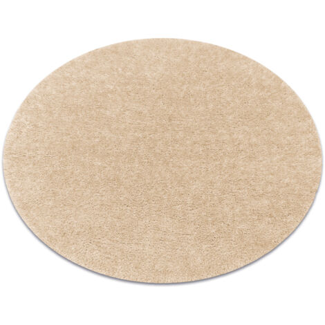 Alfombra BUENOS circulo 6652 shaggy liso, de un solo color crema beige ...